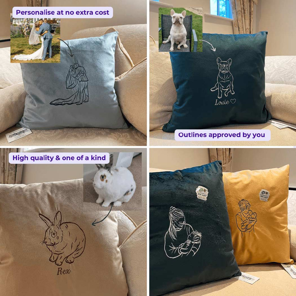 Personalised Kids Drawing Cushion | Custom Art Embroidery – Sketch & Stitch