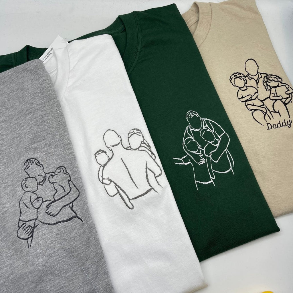 Customised Adult T-shirt With Outline Embroidery – Sketch & Stitch